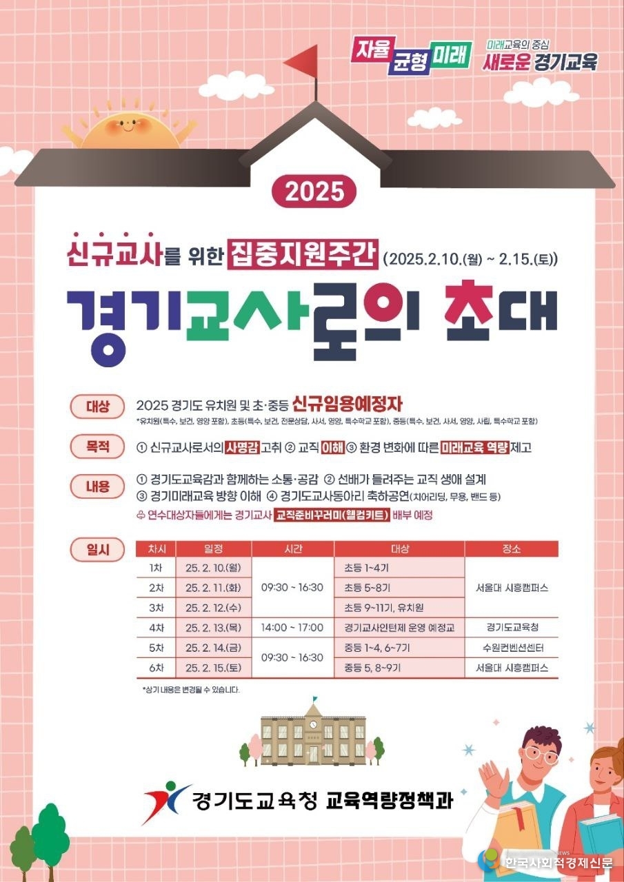 경기도교육청, 2025 신규교사 집중 지원 주간 운영